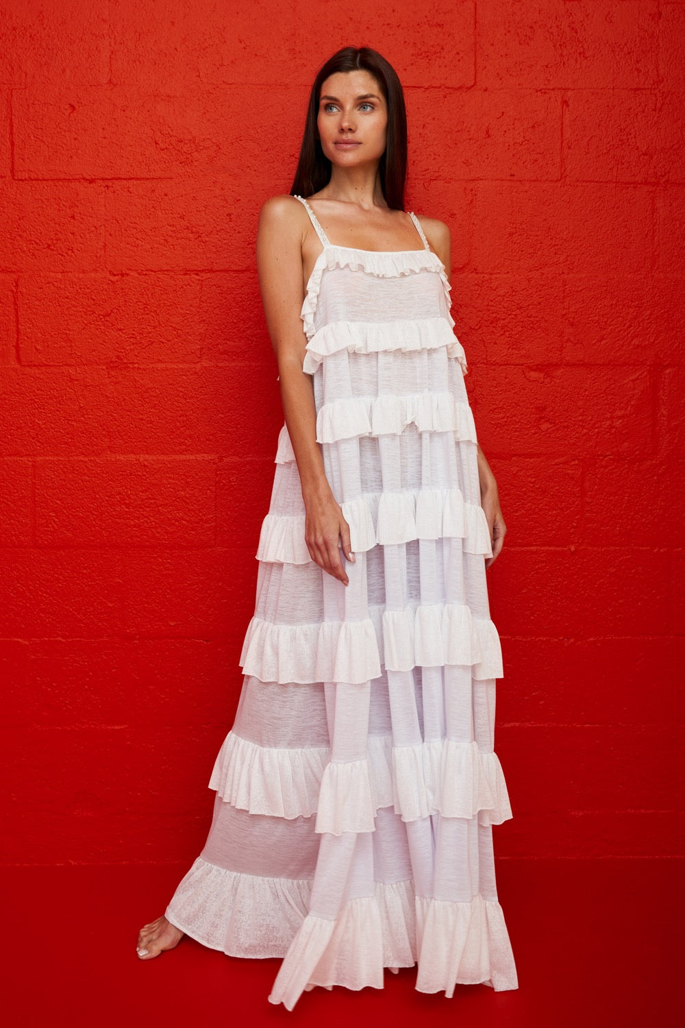 Beaded Strap Tiered Dress– pītusa